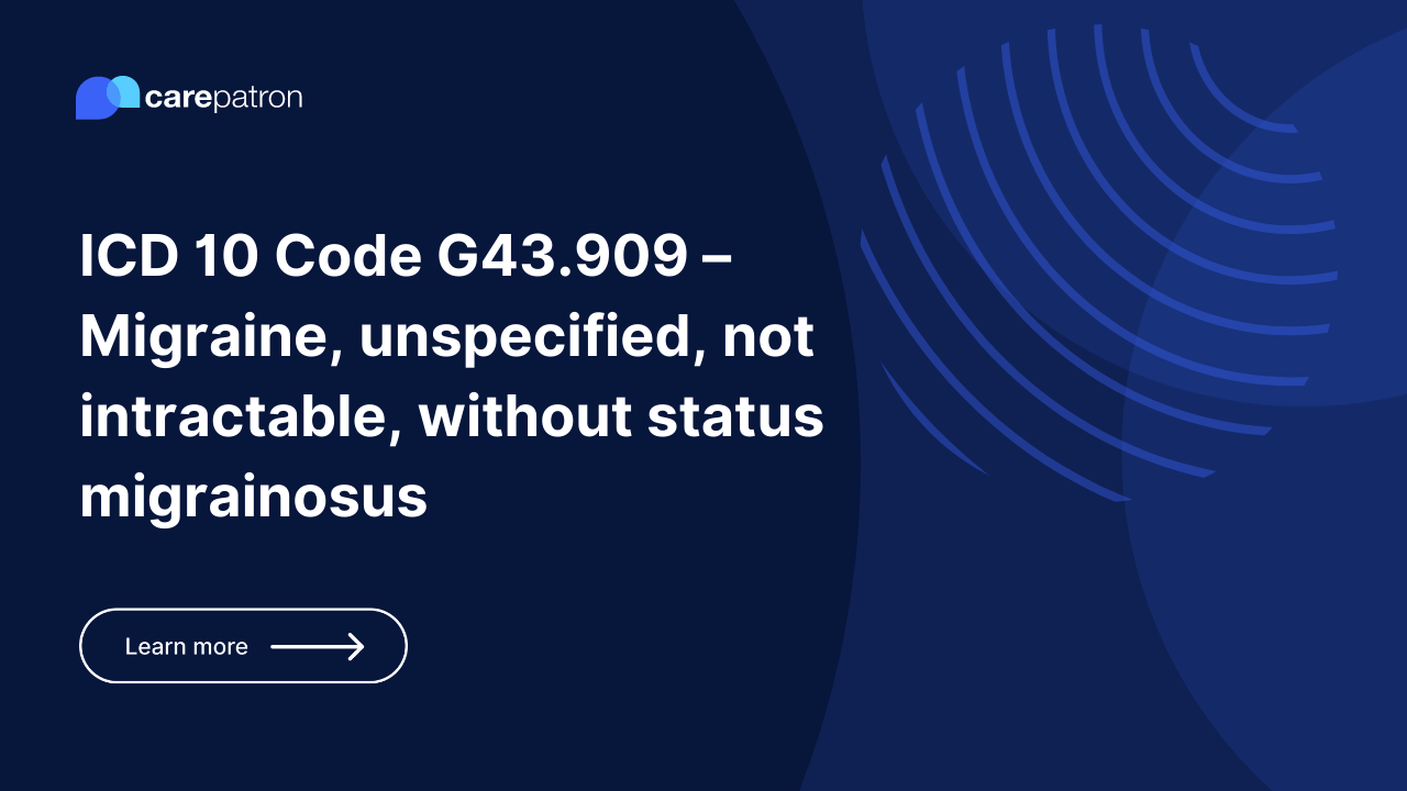 G43.909 – Migraine, unspecified, not intractable, without status migrainosus | ICD-10-CM